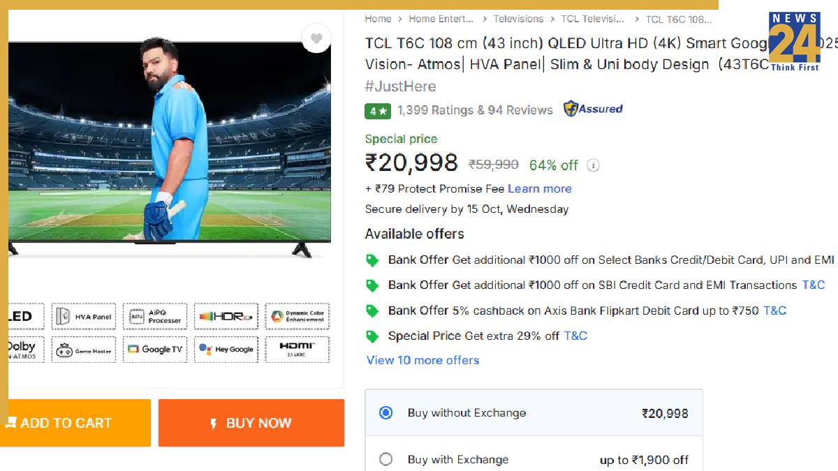 Flipkart Big Bang Diwali: 4K smart TVs under Rs 21K – grab these Samsung and LG deals before ...